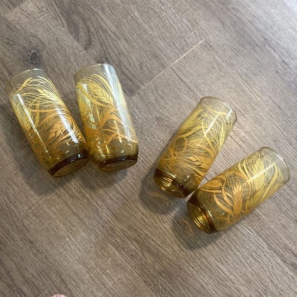 Libbey | Dining | Vintage Set Of Libbey Drinking Glass Tumblers Wheat ...
